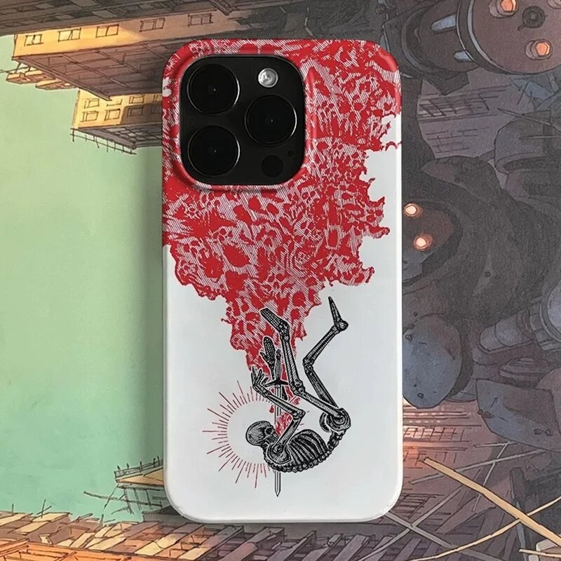 Чехол для телефона Lmmcjj Punk Cool Skeleton для iPhone 16e, 13, 16 Pro, 17 Air, 12, 15 Айфон 16 Про