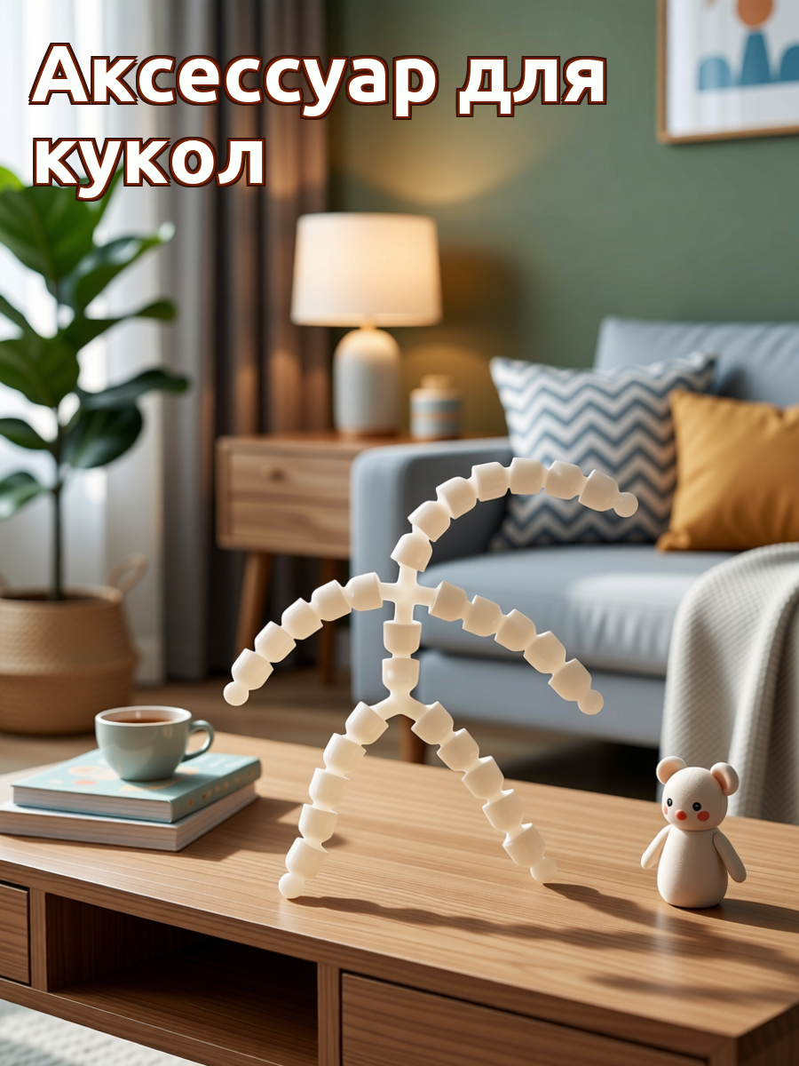 Скелет Для Кукол С Подвижными Соединениями Белый Размер 16X8.5Cm