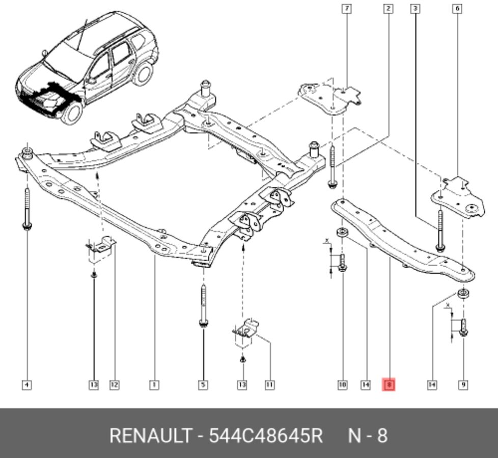 Усилитель подрамника org (RENAULT 544C48645R)