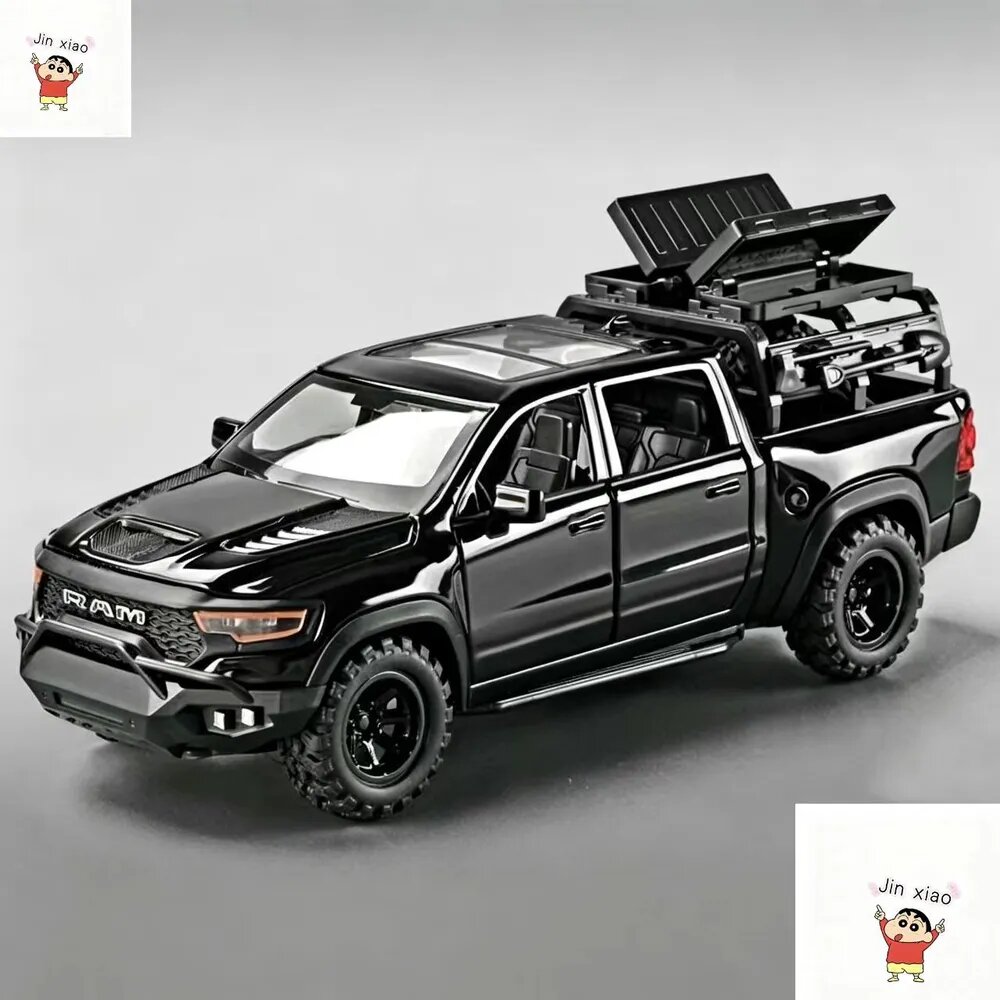 Модель автомобиля Dodge RAM Mammoth из сплава 1:32, черная, 17.5 см