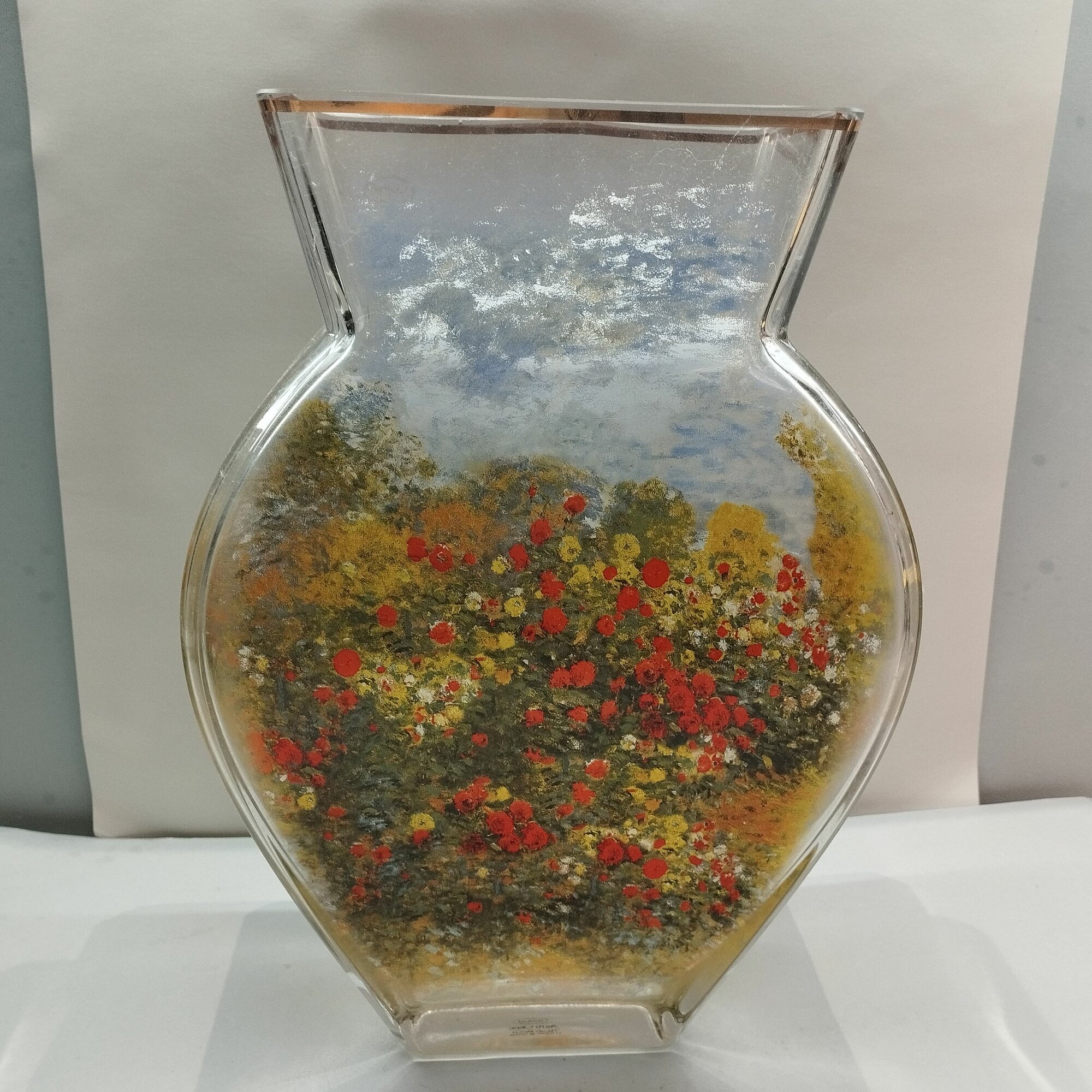 Стеклянная ваза 32,5 см , Дом художника, Claude Monet, Германия, Goebel, 1980-2000гг