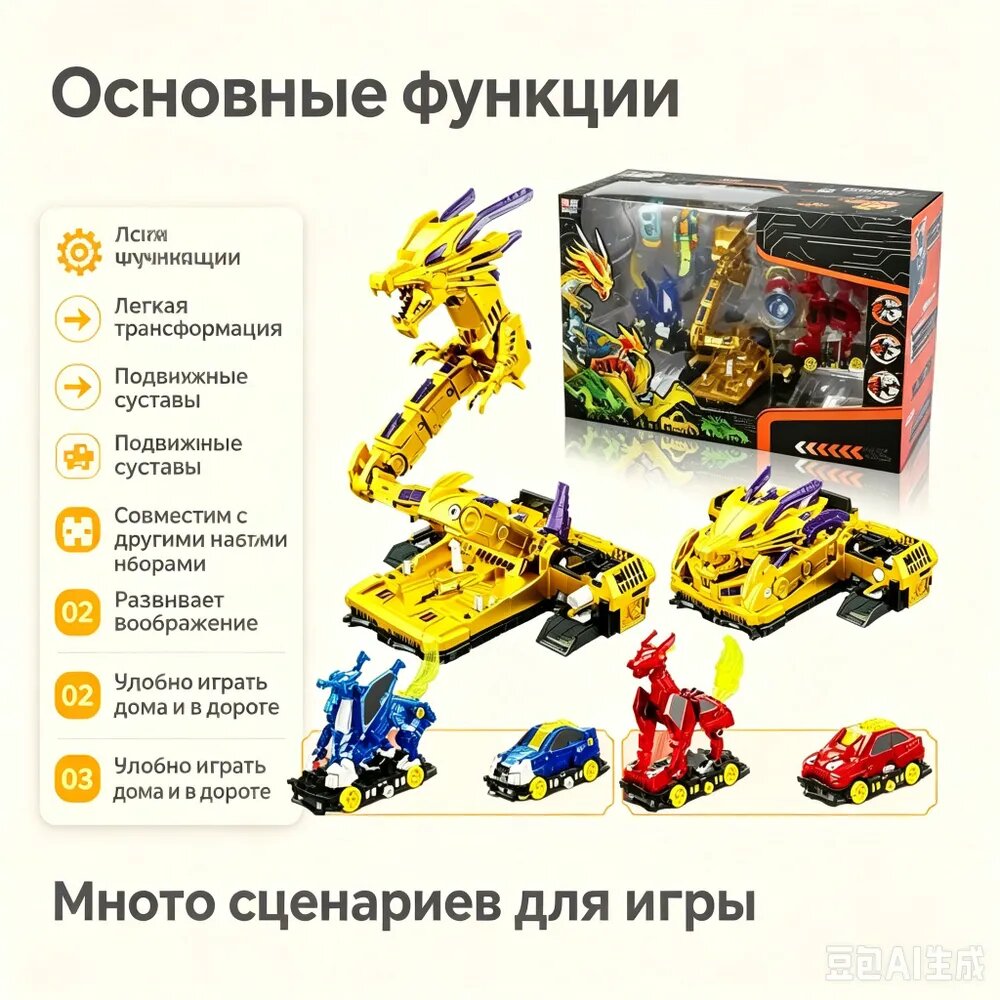 Детская игрушка робот, превращается в машину-зверя, ударная трансформация