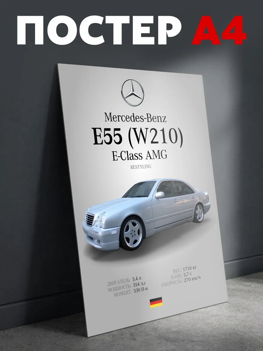 Постер на стену Mercedes-Benz E55 W210 АМГ плакат А4