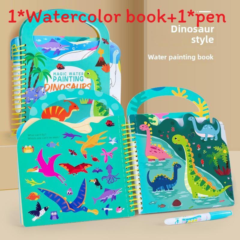 Книга для рисования водой для малышей с многоразовым водяным ручкой для распознавания животных динозавр