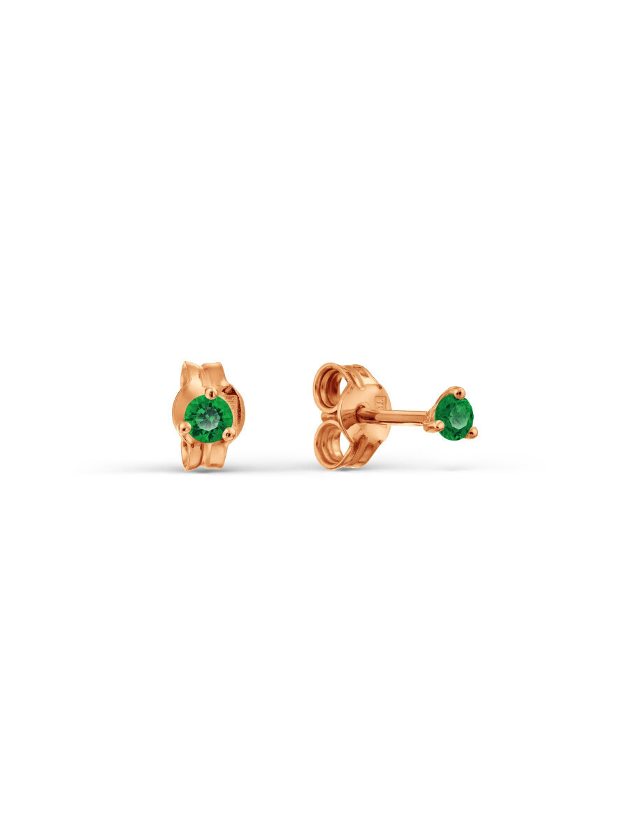Серьги пусеты, красное золото, 585 проба