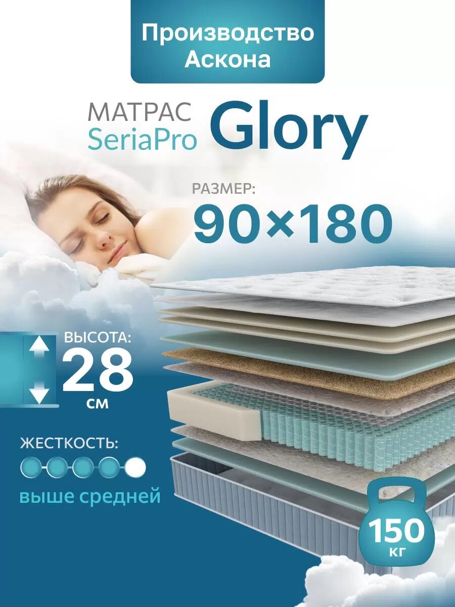 Матрас 180*90 см детский Seria Pro Glory, Независимые пружины