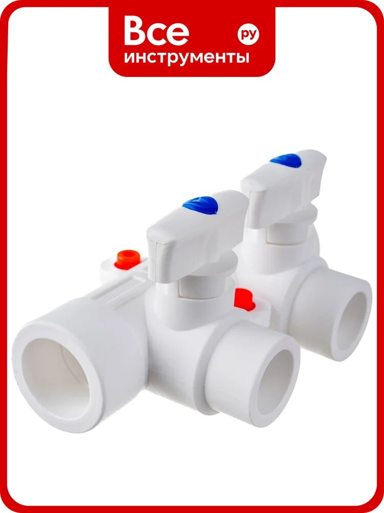 Коллектор PRO AQUA PP-R с 2 выходами, белый, ШК 25-20 PA6710208Pb