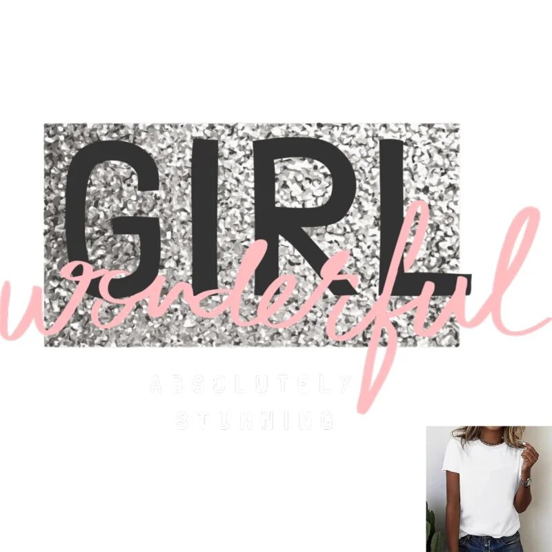 Термонавклейка GIRL белая 8 см x 8 см