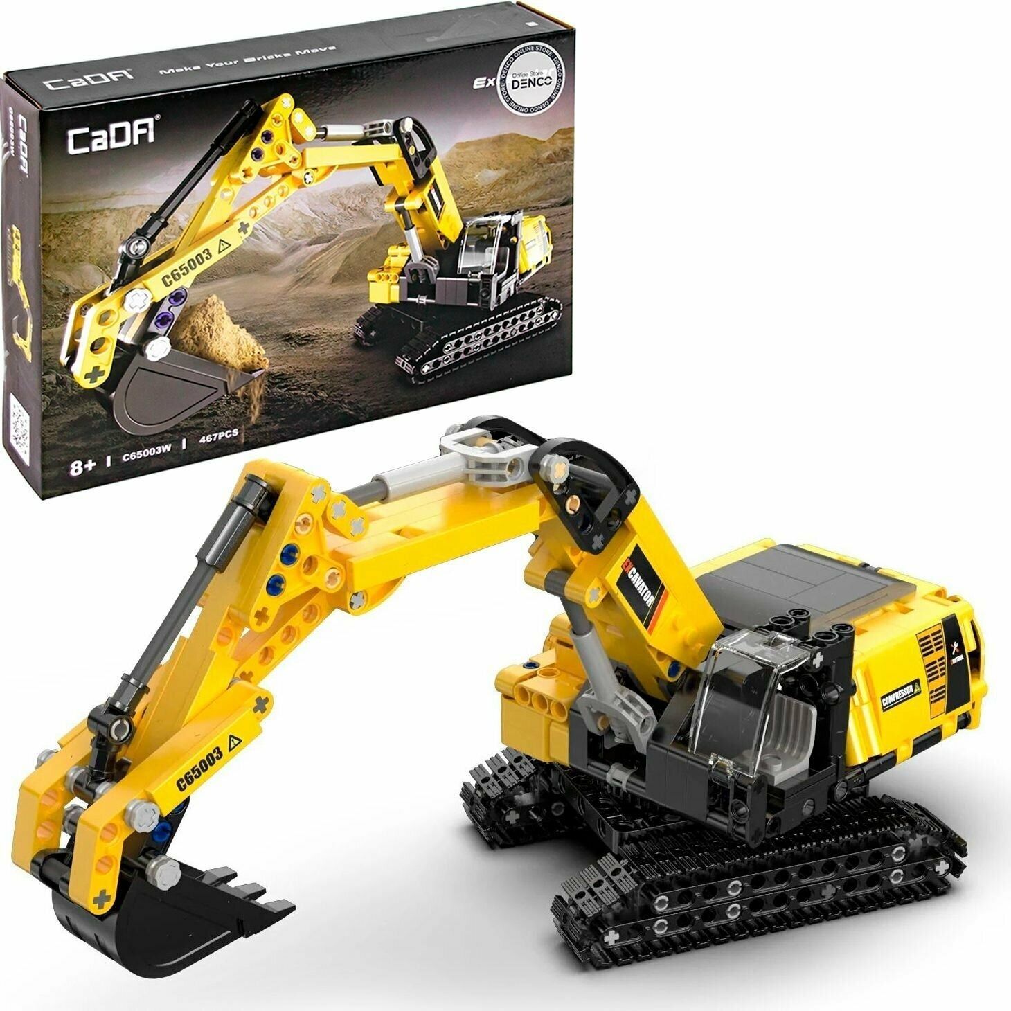 Конструктор для мальчика Экскаватор CADA C65003W / сборная модель пластиковая , спецтехника для детей , развивающий конструктор / 467 деталей
