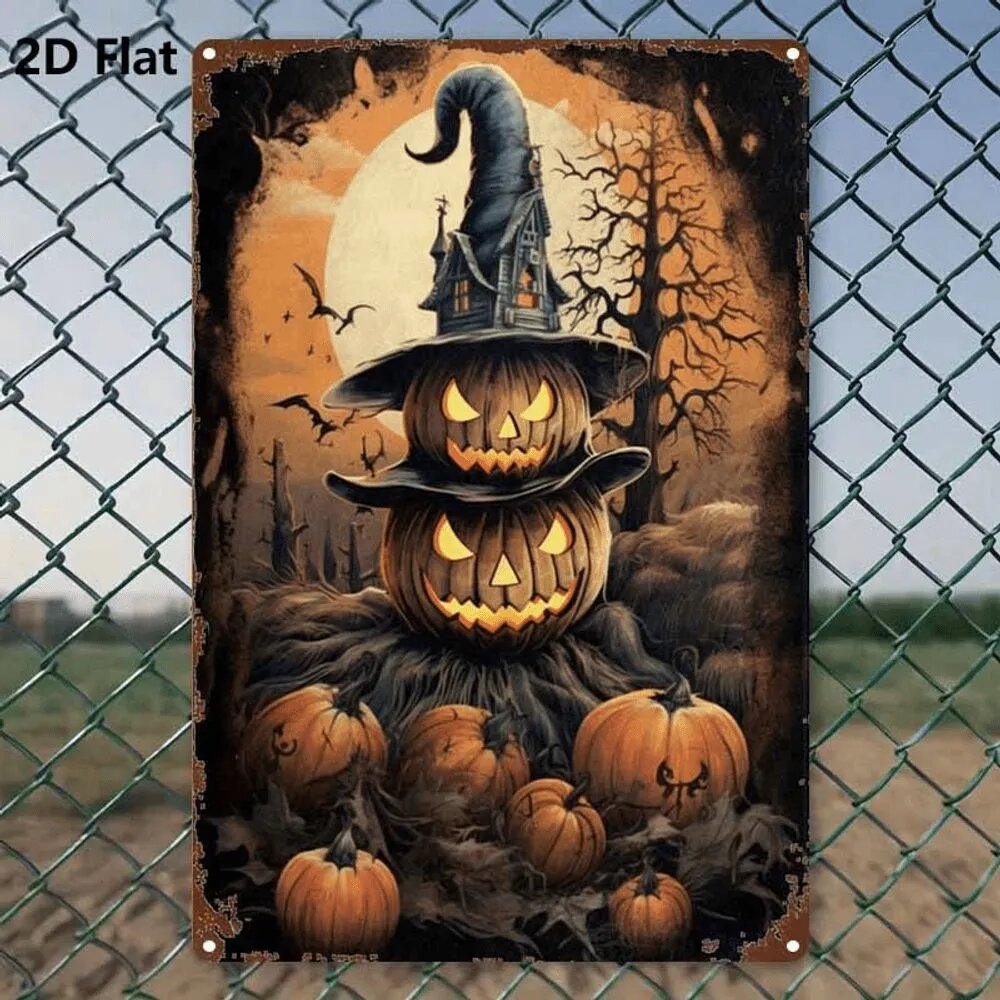 Металлическая табличка Halloween 25 30 см, праздничный декор Хэллоуин, тыквы, ведьмы, привидения, постер для дома
