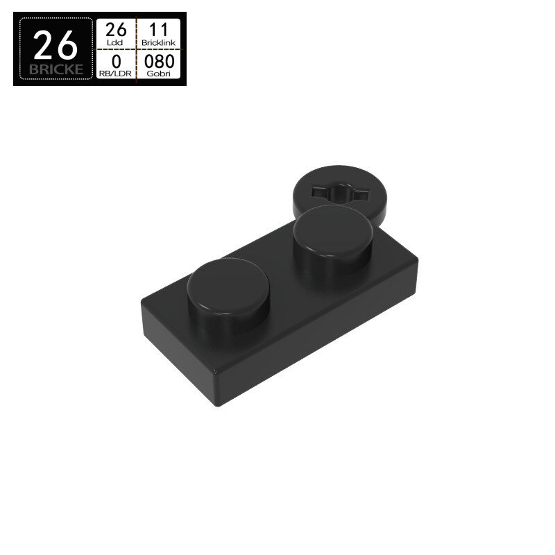 Кирпич BRICKE 1x2 Петля Правая Совместим с LEGO 19953 2430 73983 Детали Конструктора Черный 0.5кг 1234шт