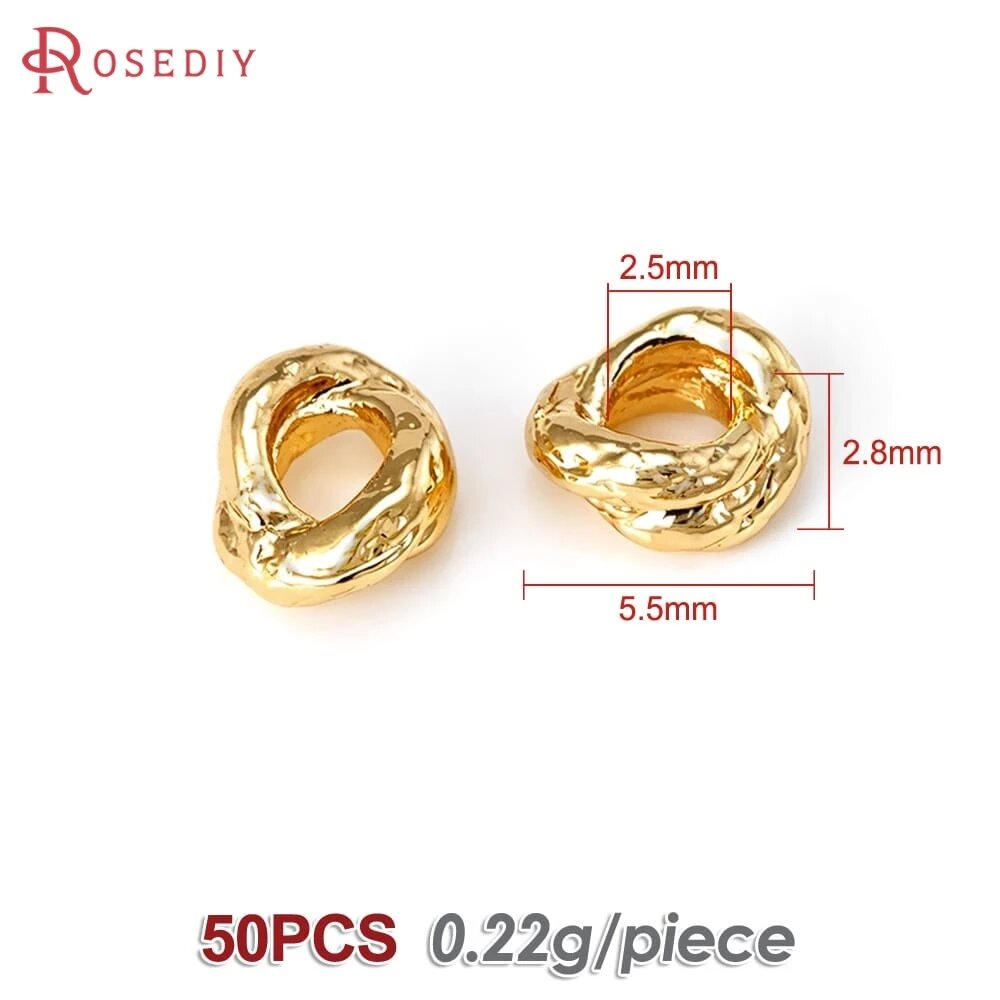 Разделительные бусины Rosediy из латуни 4 мм и 6 мм, серебристые и золотистые 60531-18K Gold Color