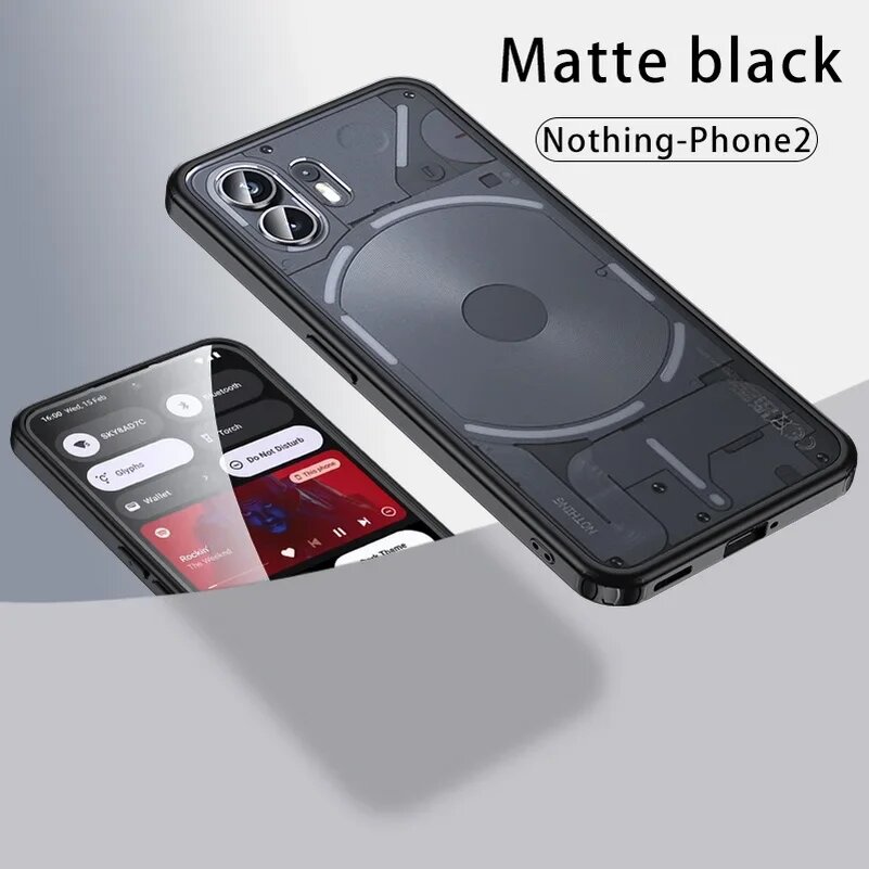 Чехол Nothing Phone 2, черный, прозрачный