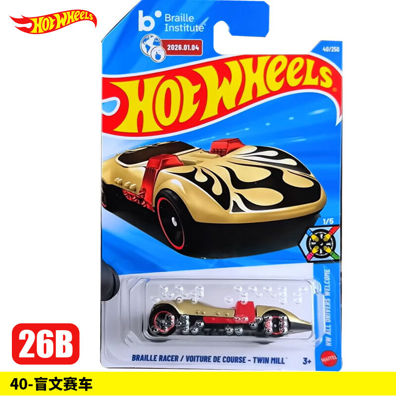 Модельный легковой автомобиль Hot Wheels, легковой автомобиль из сплава, масштаб 1:64, серия 26B, Braille Racing Car,