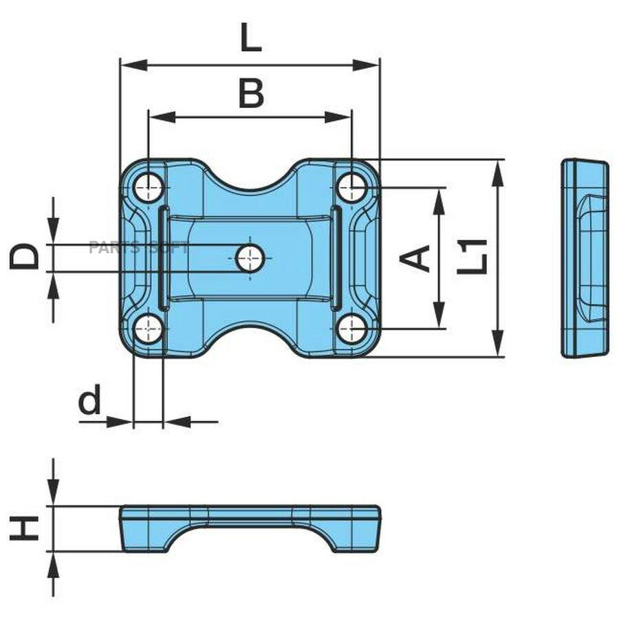 Пластина опорная рессоры A 125 / B 180 / L 230 / L1 175 / H 40 / D O 24, , от официального дистрибьютора, BPW, артикул 0303219260