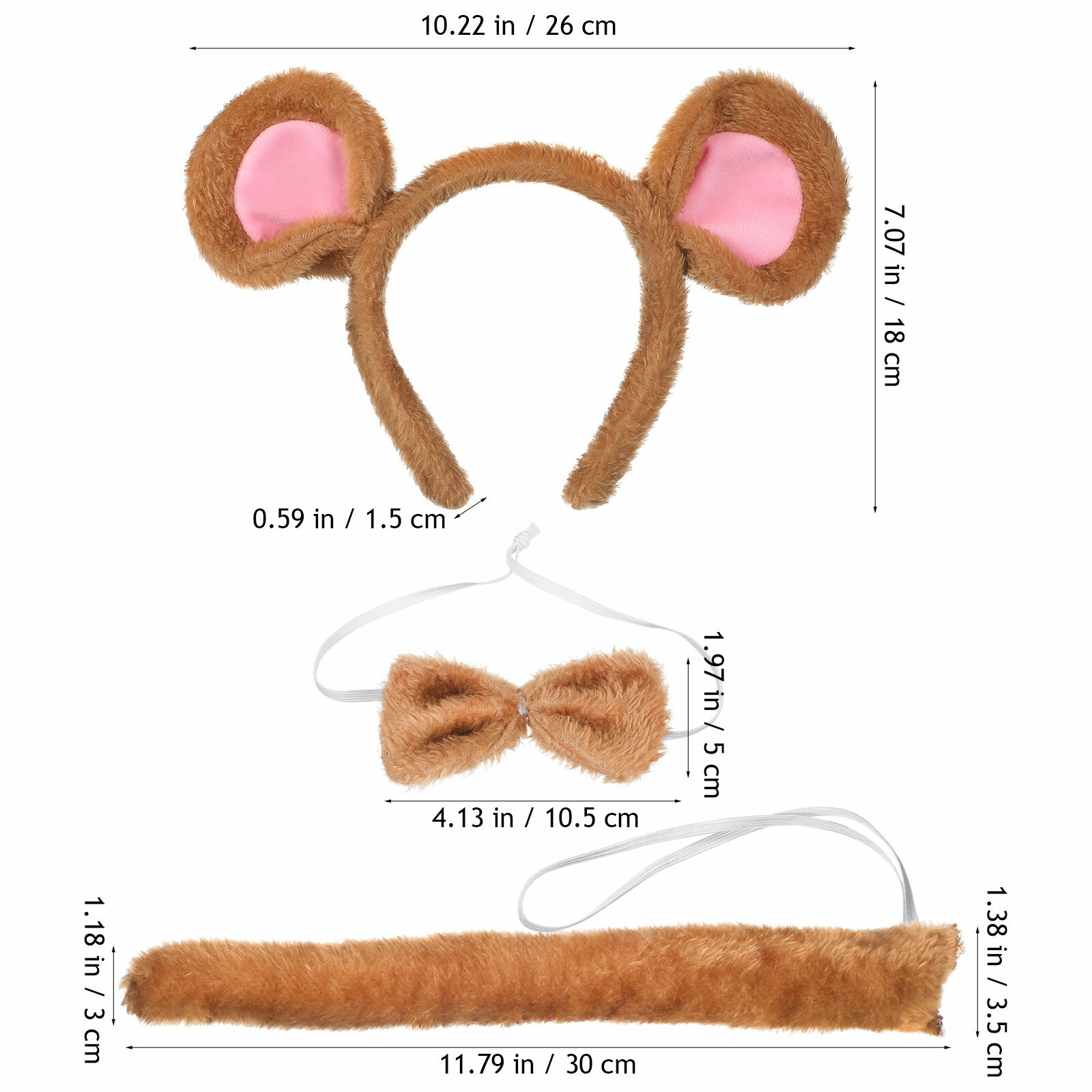 Набор Для Косплея Мышиная Ободок С Бантом И Хвостом 1 Set 26.00X18.00X1.50Cm