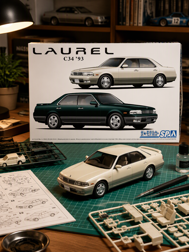 Сборная модель автомобиля Nissan Laurel GC34 1993, масштаб 1:24, пластиковый набор для сборки