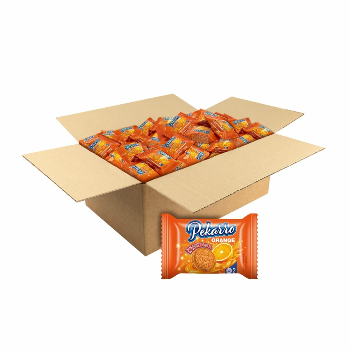 Печенье Pekarro Orange с апельсиновой начинкой и взрывной карамелью, 3кг (1944019), 1шт.