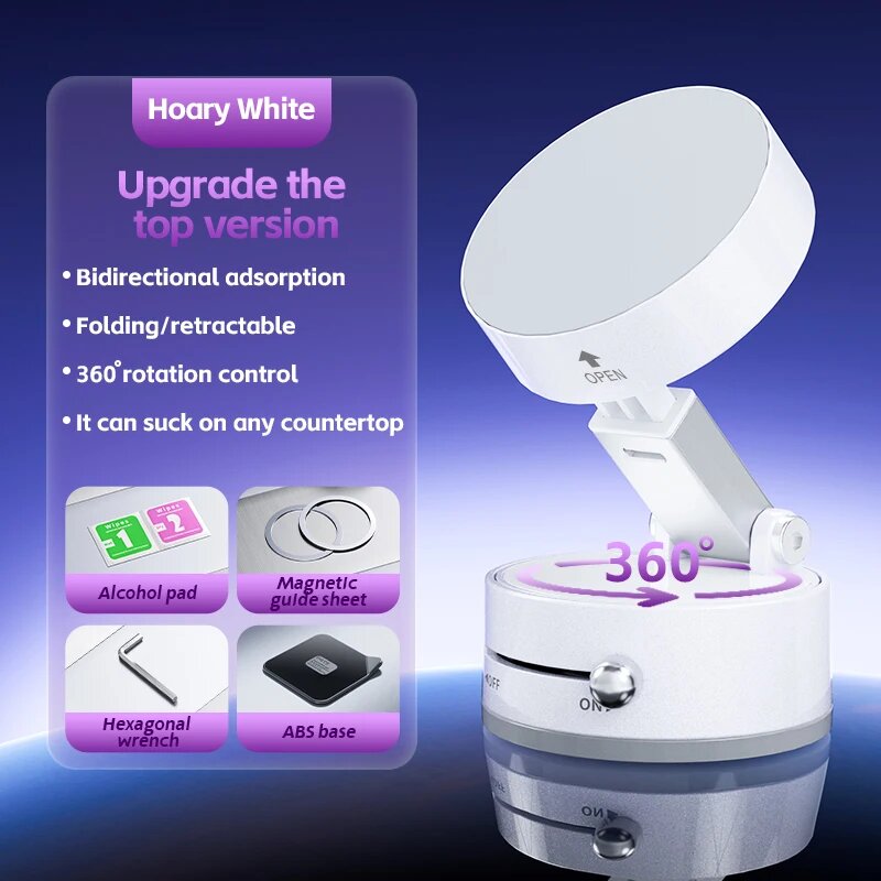 Держатель для телефона на присоске, белый 360 White Plus