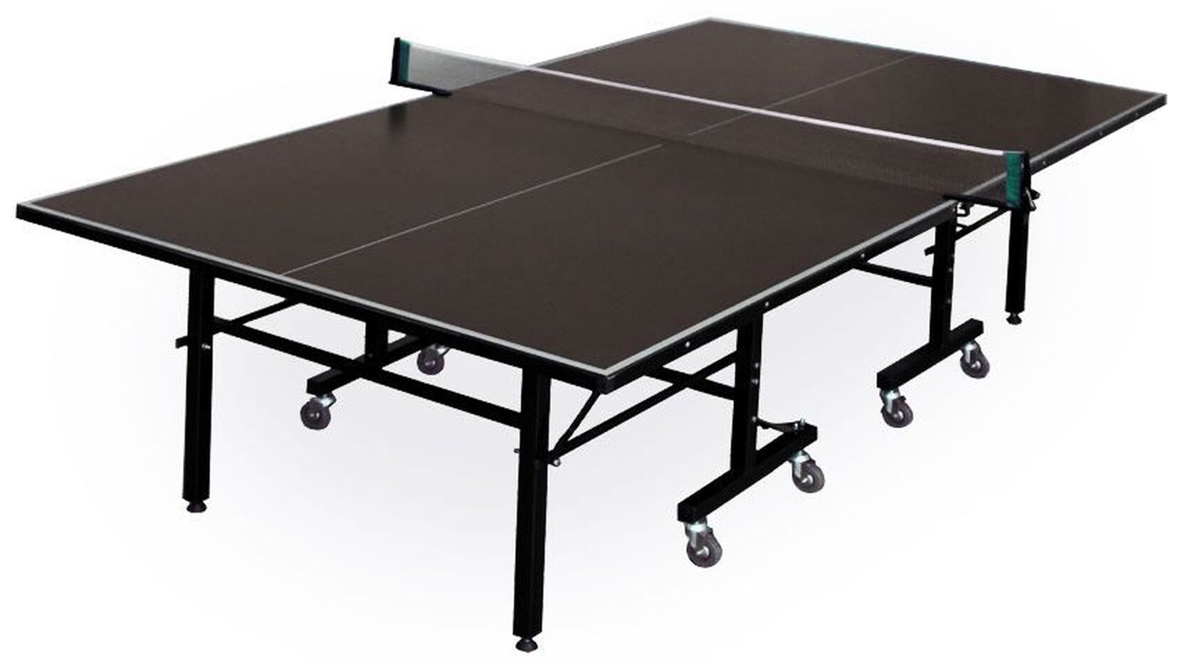 Влагостойкий складной теннисный стол Weekend Master Pro Outdoor, ФСФ 18 мм, на колесах, с сеткой, коричневый