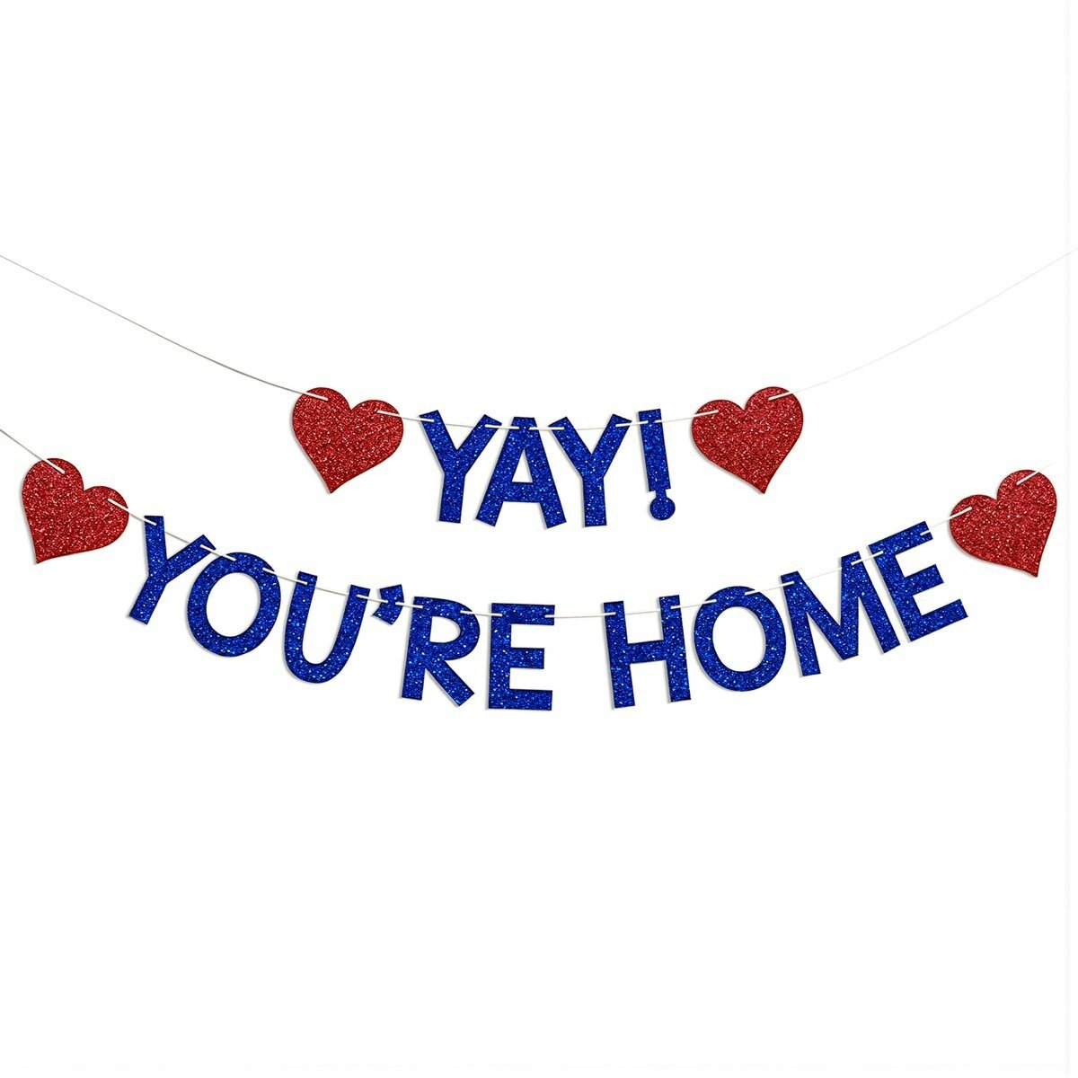 Украшение для домашней вечеринки с надписью YAY YOU'RE HOME блестящая гирлянда для торжества встречи военного и студента дома, Стиль 1: сапфировый синий