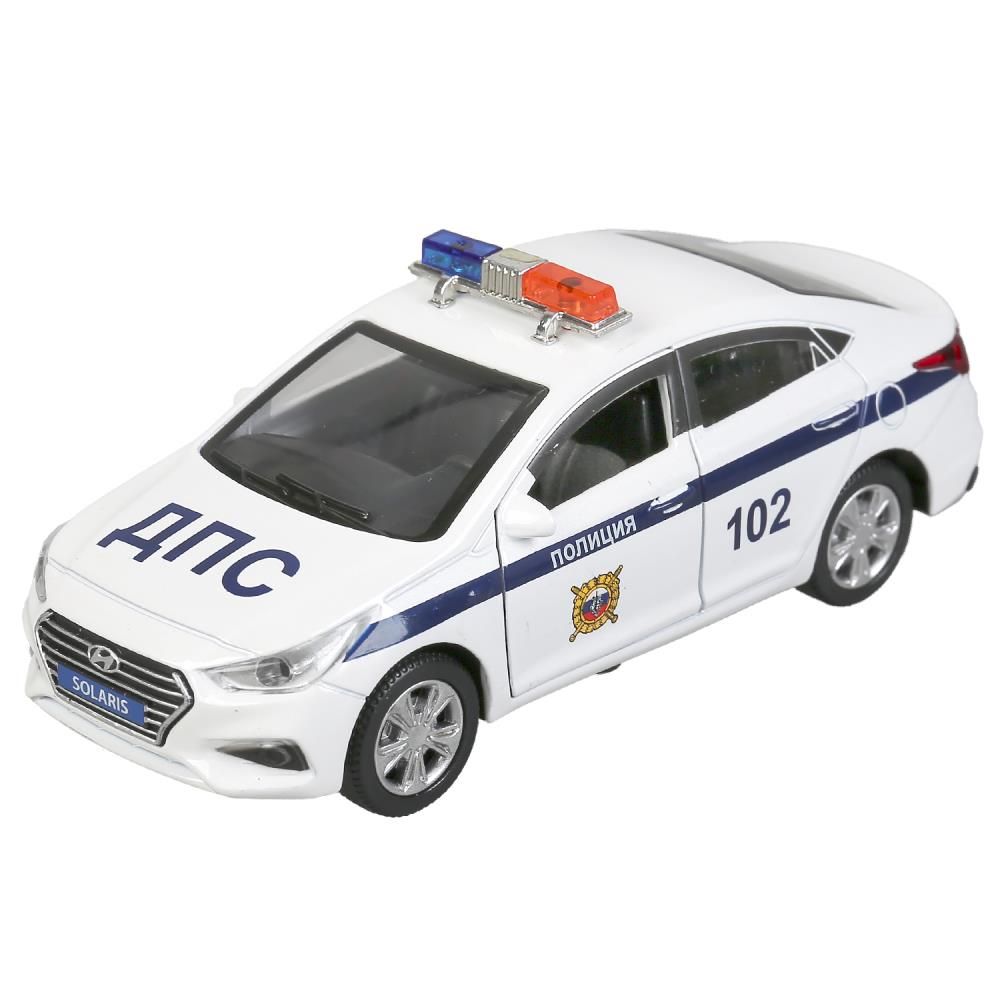 Технопарк инерционная металлическая машинка, Hyundai Solaris. Полиция