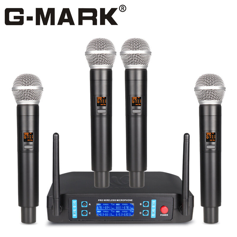 Беспроводной микрофон G-mark (1-4) - для сценических выступлений, дома и на открытом воздухе, караоке - динамический излучатель, высококачественный звук