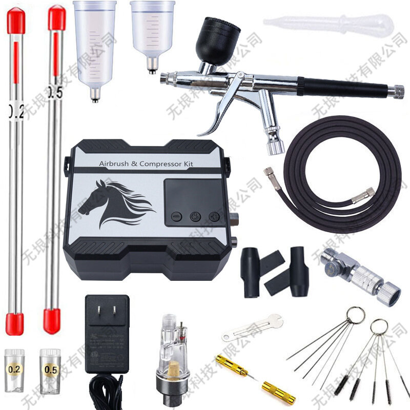 OACK-001 55PSI Компрессор Для Аэрографа С Аэрографом XHJ131, Двойной Выход, Вилка США