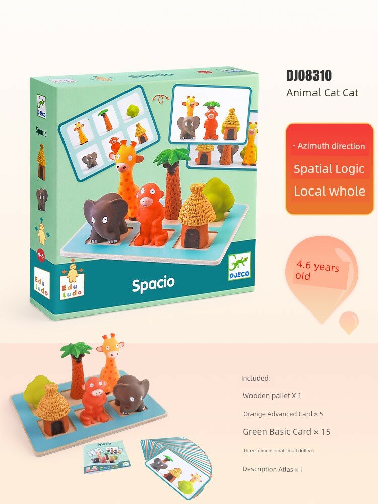 DJECO Игра «Животные прятки» для детей 2-5 лет, обучающая настольная игра с 40 деталями, тематическая игра про животных