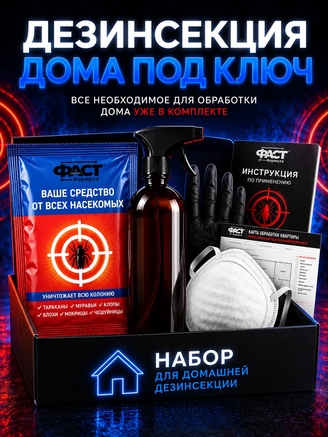 Сильное эффективное средство от тараканов для дома Фаст Формула, набор 6 в 1