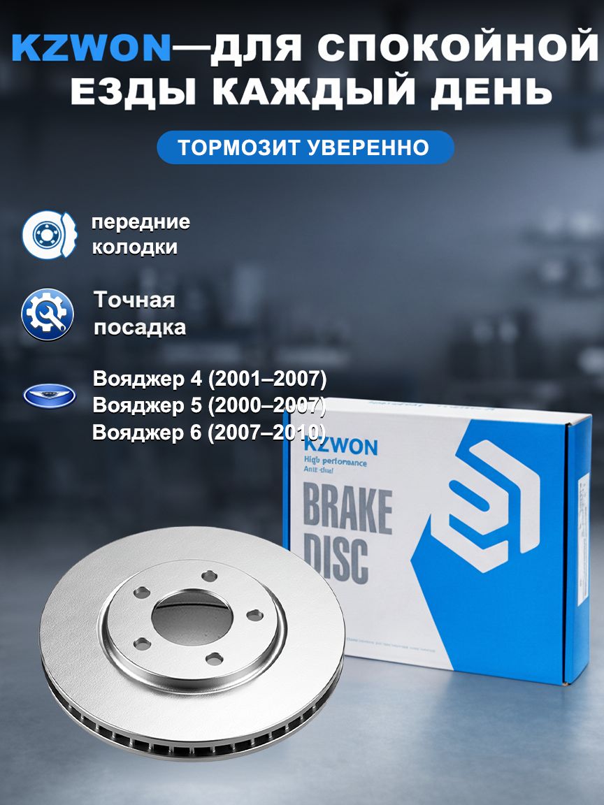 KZWON тормозной диски Крайслер Вояджер 4 / 5 / 6 передний, вентилируемый, 1 шт, высокая прочность, эффективное охлаждение, стабильное торможение