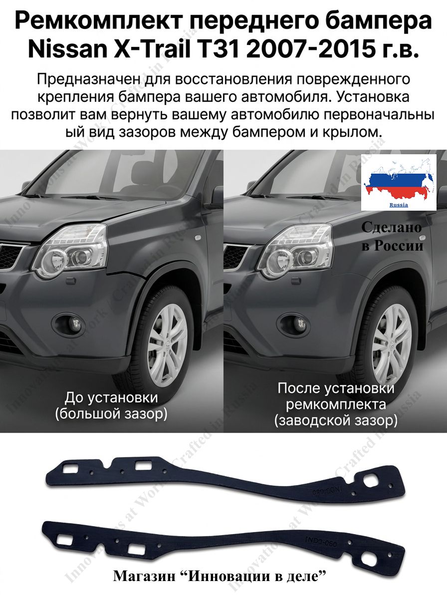 Ремкомплект переднего бампера Nissan X-Trail T31 2007-2015 г. в.