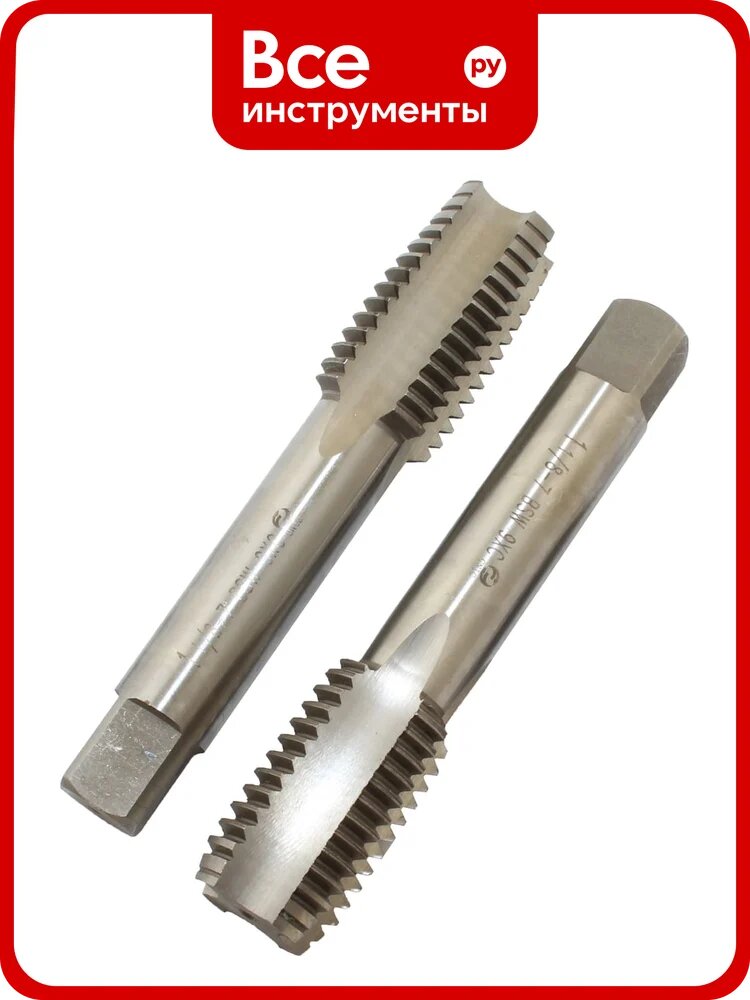 Метчик CNIC 1 1/8" BSW 55гр 9ХС дюймовый, ручной, к-т из 2-х шт. 7 ниток/дюйм 56469