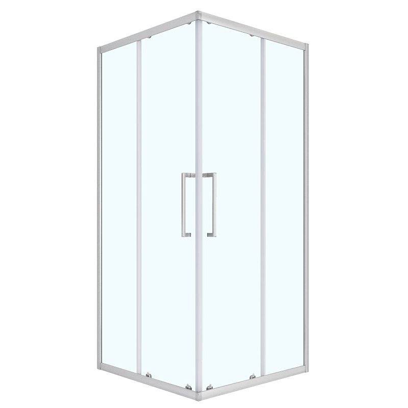 Душевое ограждение Loranto 90x90x190 раздвижная дверь, прозрачное стекло 6 мм, профиль сатин (CS-AB01S-90)