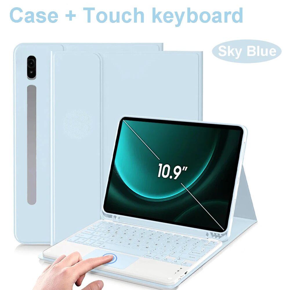 Чехол HUAIBX с Bluetooth-клавиатурой Sky Blue C Spanish