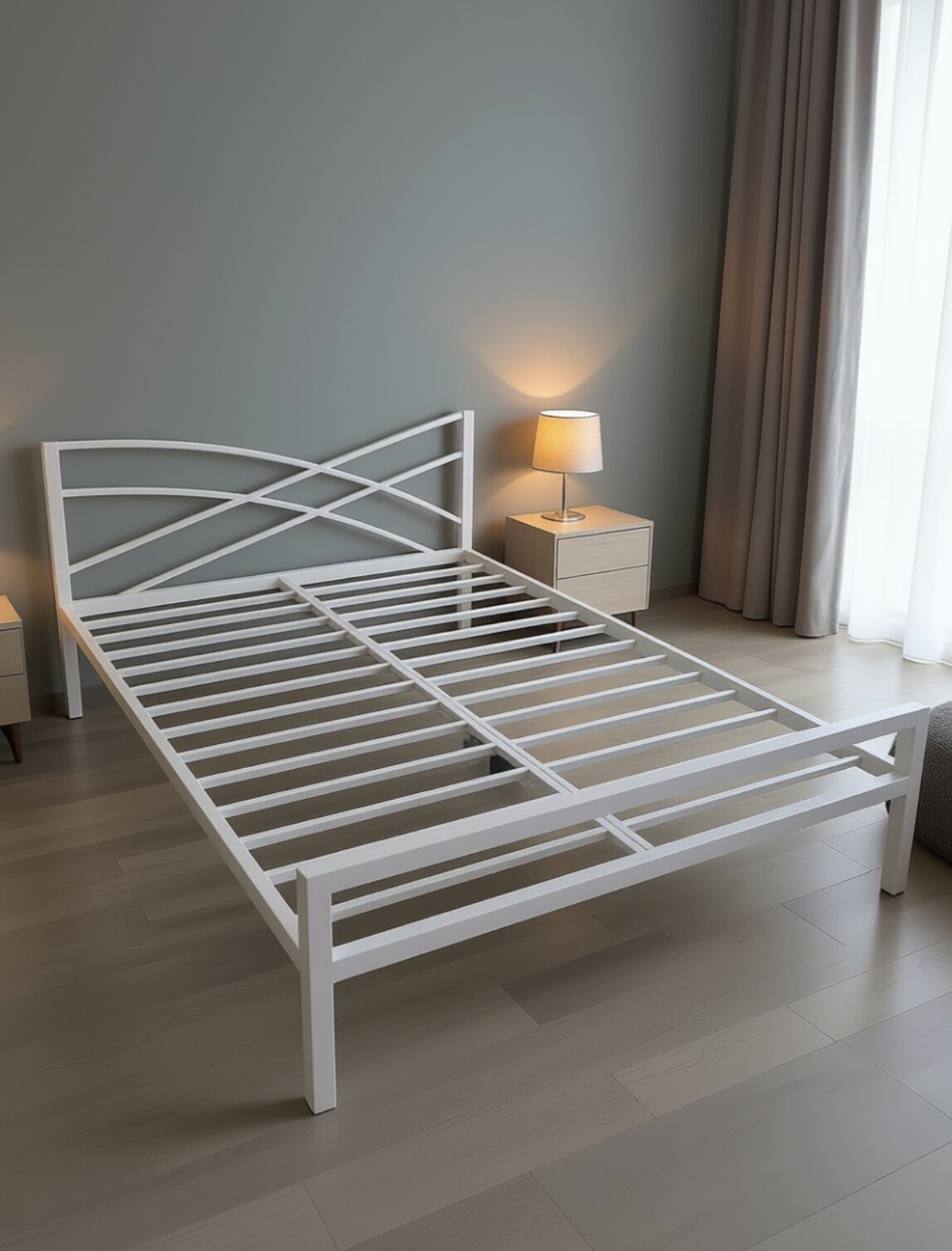 Кровать Loft Mebel "Глория", металлическая, белая, 120x200x80 см
