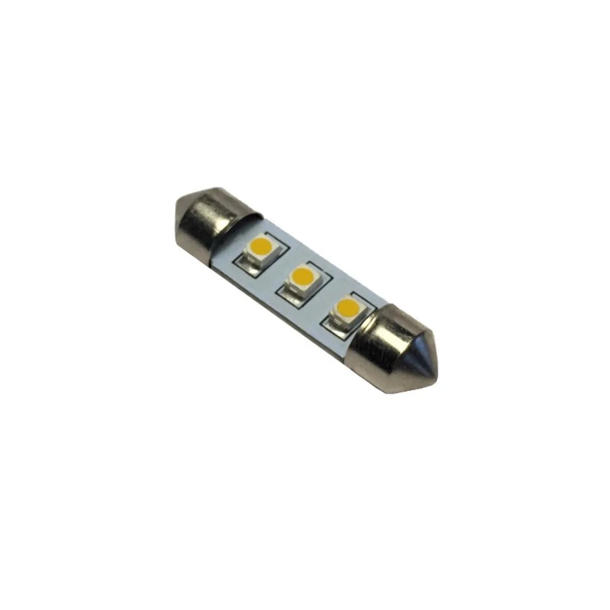 Светодиод 12V T11x36-S8.5 (3SMD size 3528) C5W теплый белый 0.24W 16lm TM NORD YADA