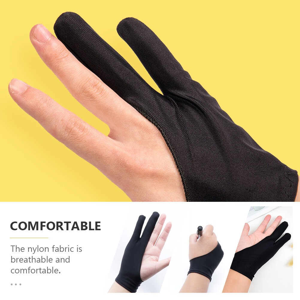 Перчатки Для Рисования 4Pcs Чёрного Цвета Подходят Для Таблеток И Цифровых Планшетов L Размер