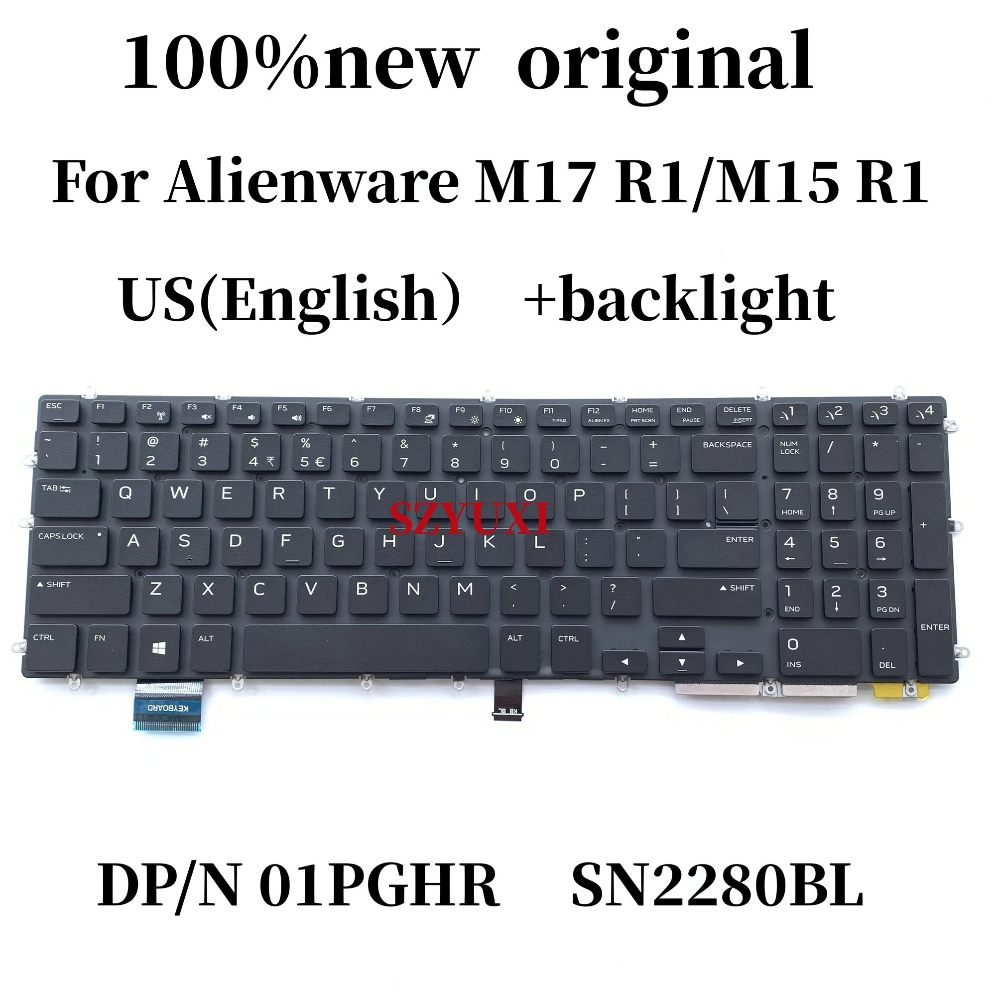 Клавиатура для Dell Alienware M15/M17 US (с подсветкой)