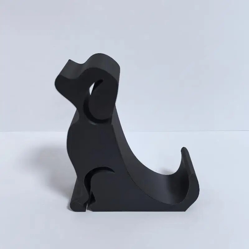 3D-печатный держатель для телефона в форме собаки — милая подставка-статуэтка в виде Черный, Black