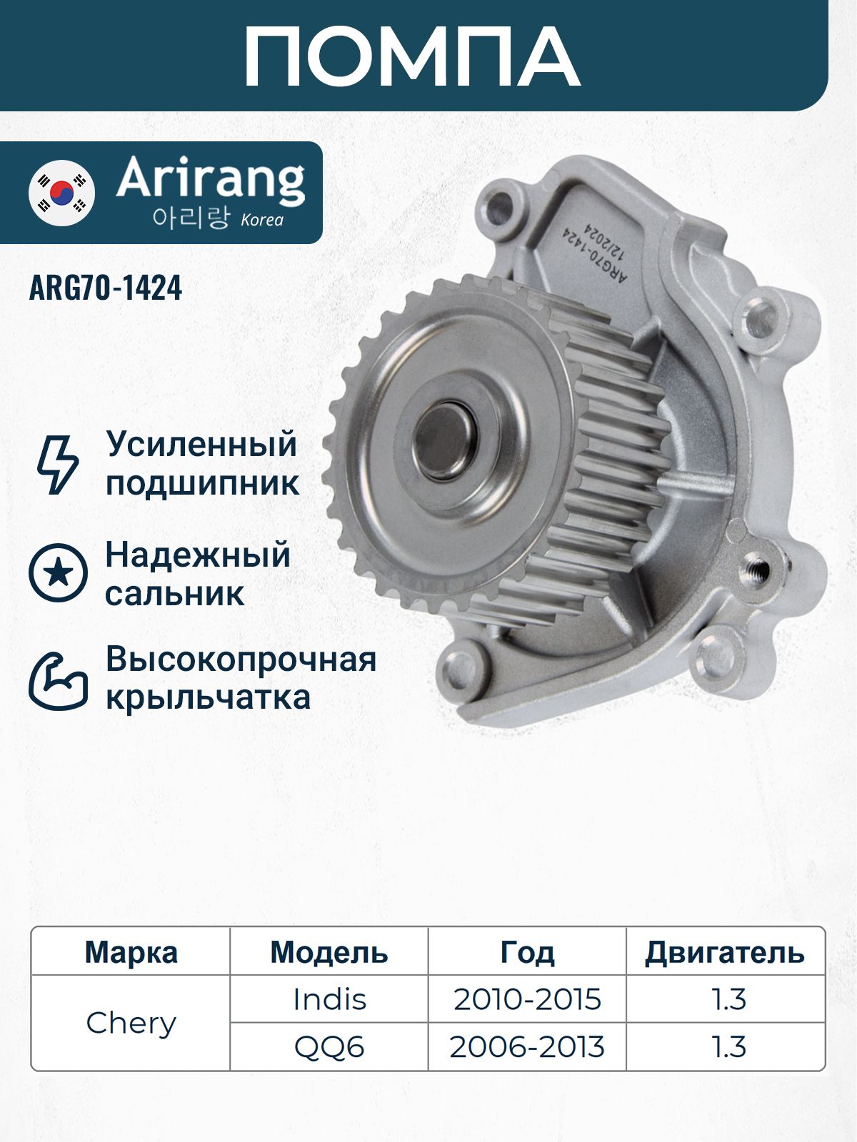 Помпа водяная Чери Indis 1.3, QQ6 / OEM 473H1307010