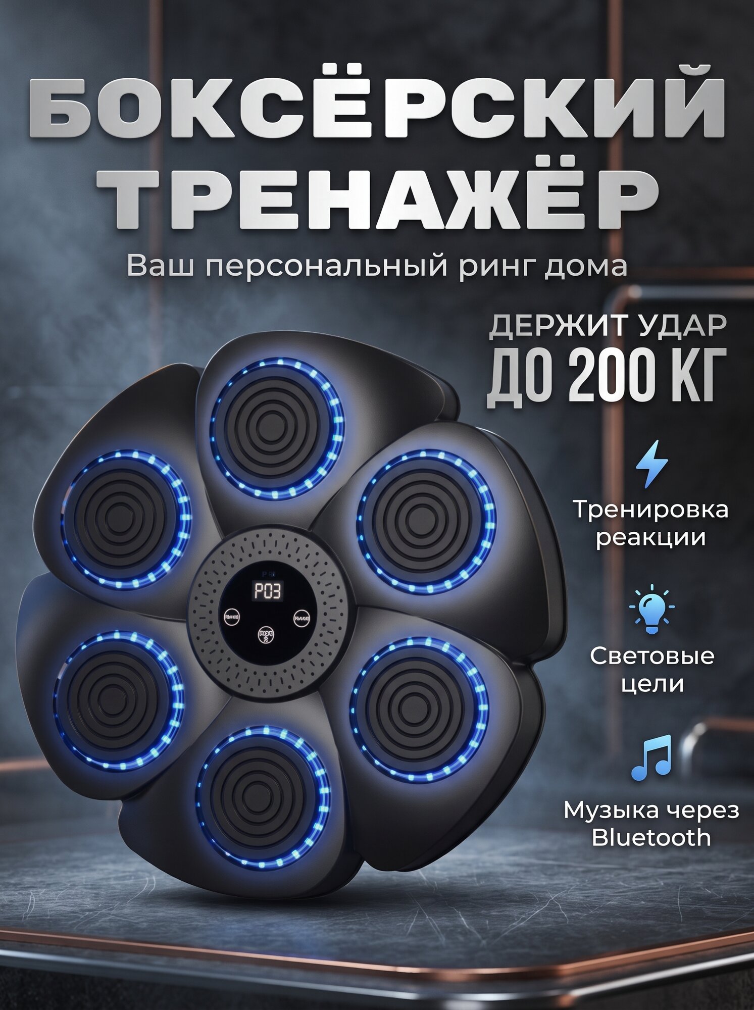 Тренажер для бокса музыкальный настенный , боксерксий тренажер