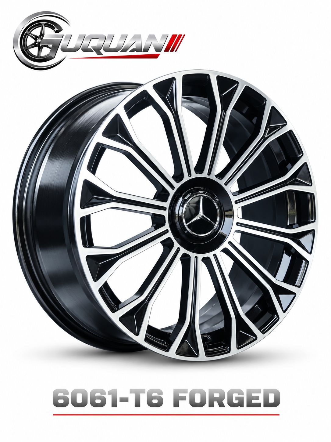 Кованый колесный диск ABW 3288E2095-1 R20 9.5J ET43 5x112, глянцевый черный с проточенной лицевой поверхностью