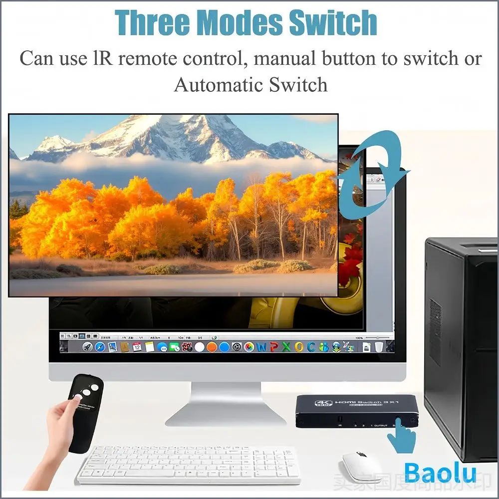 HDMI-переключатель 3 1 с ИК-пультом ДУ, поддержка 4K при 120 Гц