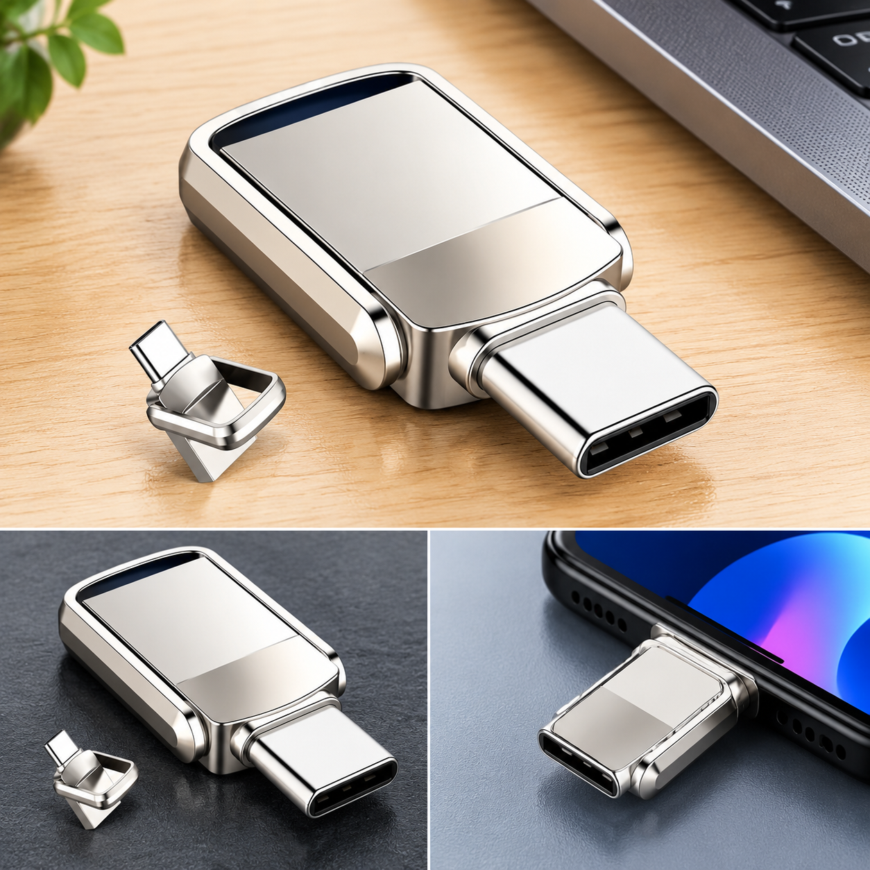 USB-накопитель Type-C 2ТБ, OTG (Цвет товара: серебристый)