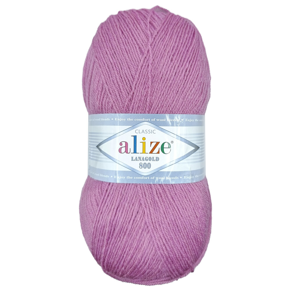 Пряжа для вязания Alize Lanagold 800 цвет 28 сухая роза 100 гр/730 м 49% шерсть, 51% акрил