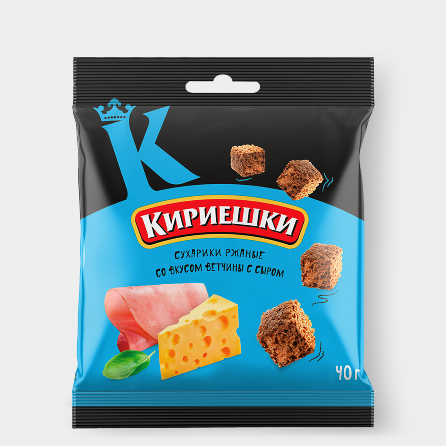 Кириешки, сухарики со вкусом ветчины и сыра, 40 г