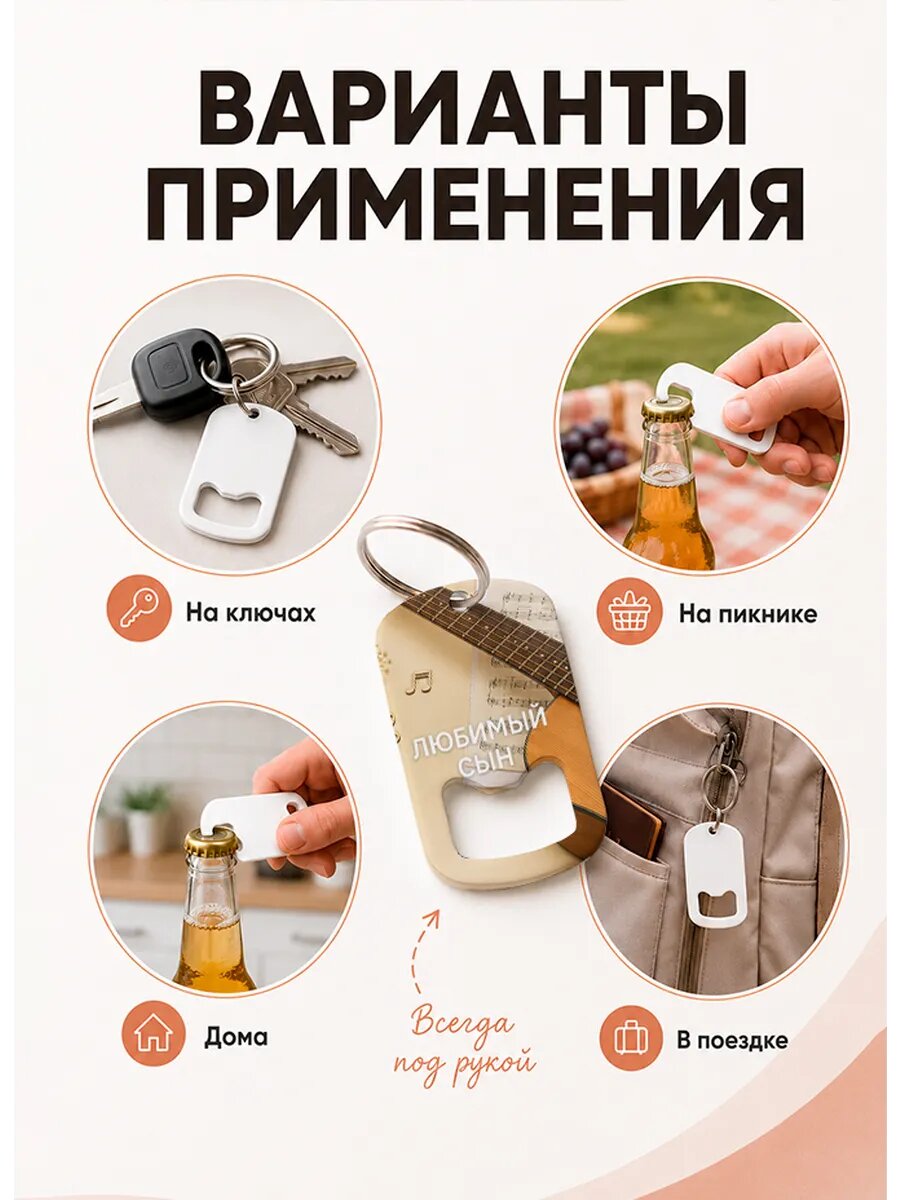Брелок открывашка "Гитара и Ноты" — фото 1