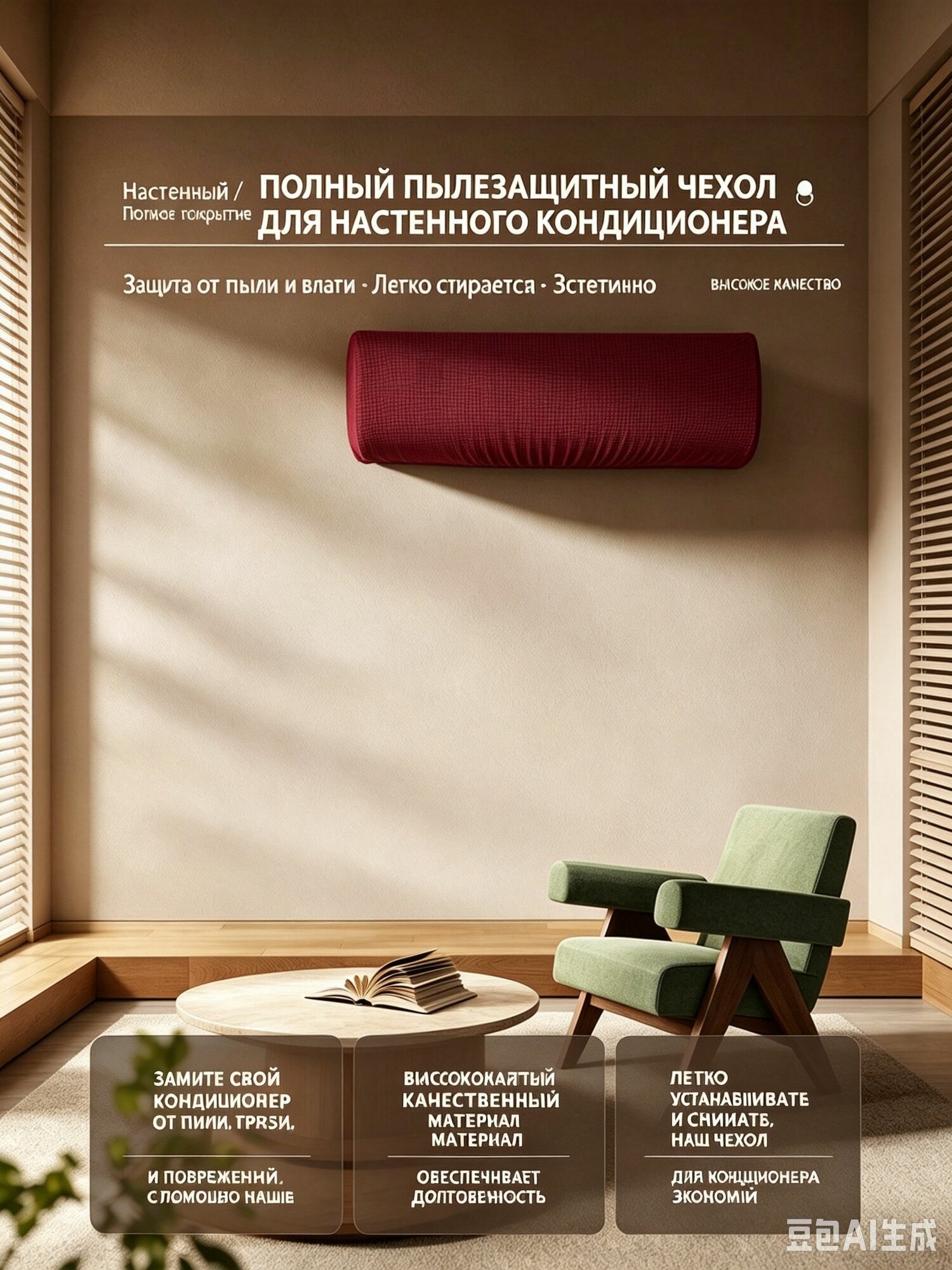 Чехол для кондиционера с функцией защиты от пыли.