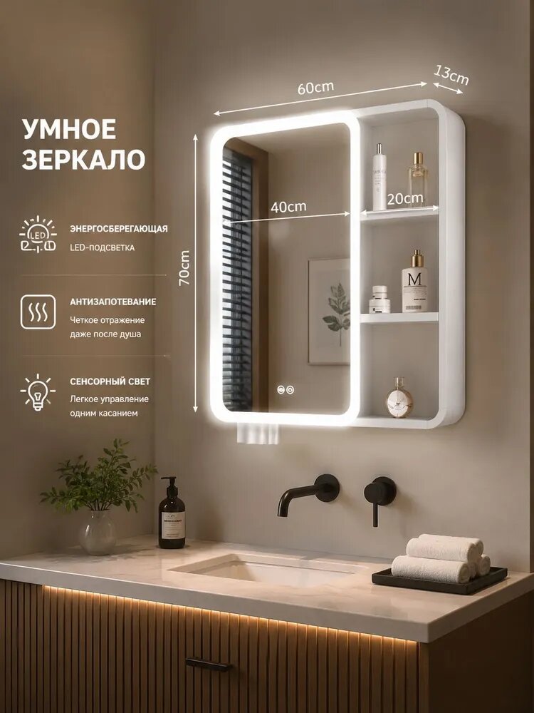 Шкаф для ванной, 60х13х70 см, Универсальный